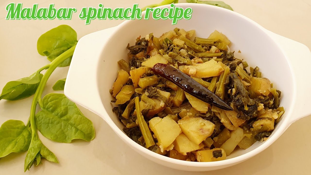 Garlic Potato Malabar Spinach Stir fry | Aloo Shaag | Pui Shaag Recipe ...