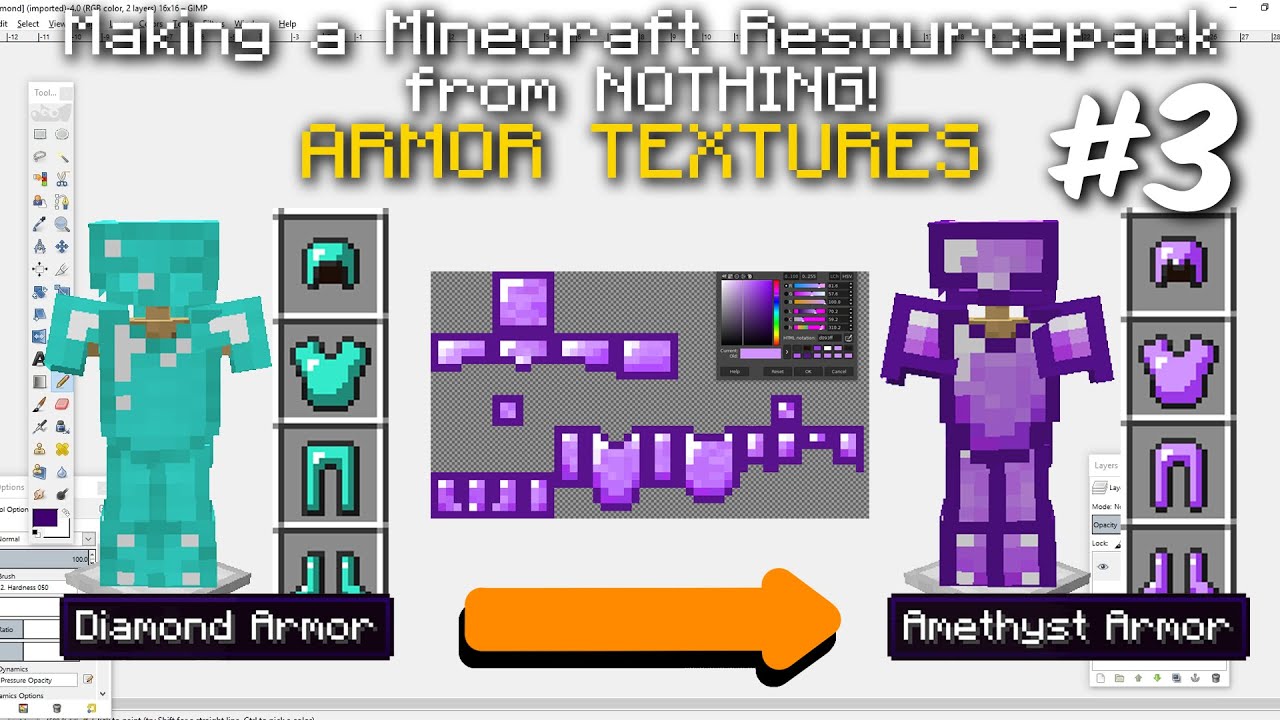 Amethyst Armor - How to Make a Minecraft Resourcepack: Episode 3 | (ANY ...