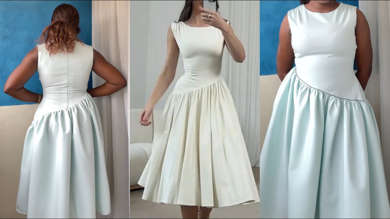 How to Make an Asymmetric Gathered Dress with Pleats on the Shoulder ...