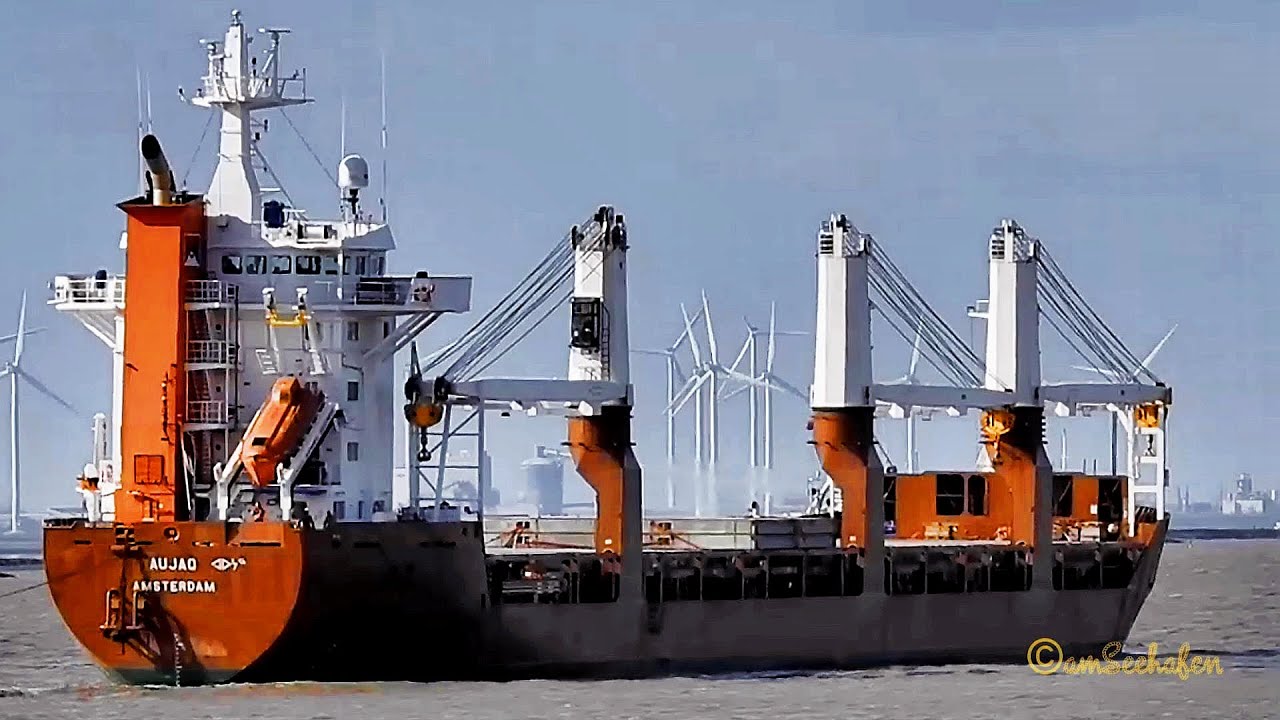 Auslauf Seeschiff AUJAQ & 2 Schlepper PDWG IMO 9081320 seabound geared ...