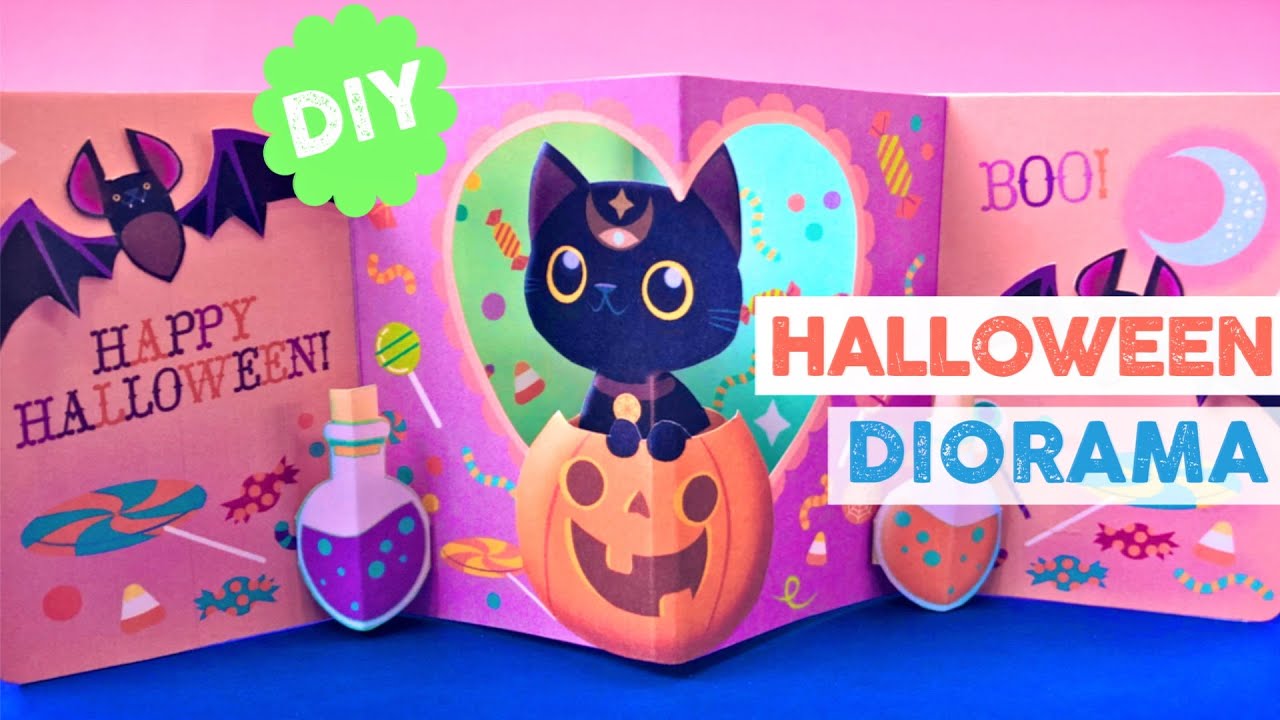 Halloween diorama card + envelope tutorial. DIY Halloween 3D diorama ...