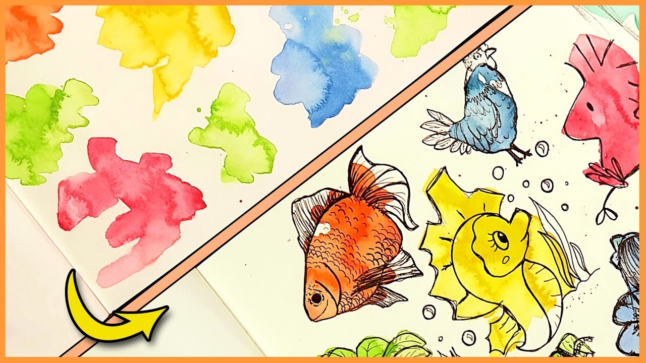 Random Shapes & Stain Art Challenge | Art Journal Thursday Ep. 13 - YouTube