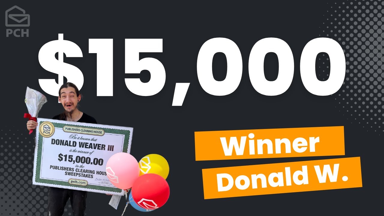 PCH Winner: Donald W. of NY Won $15,000.00! - YouTube