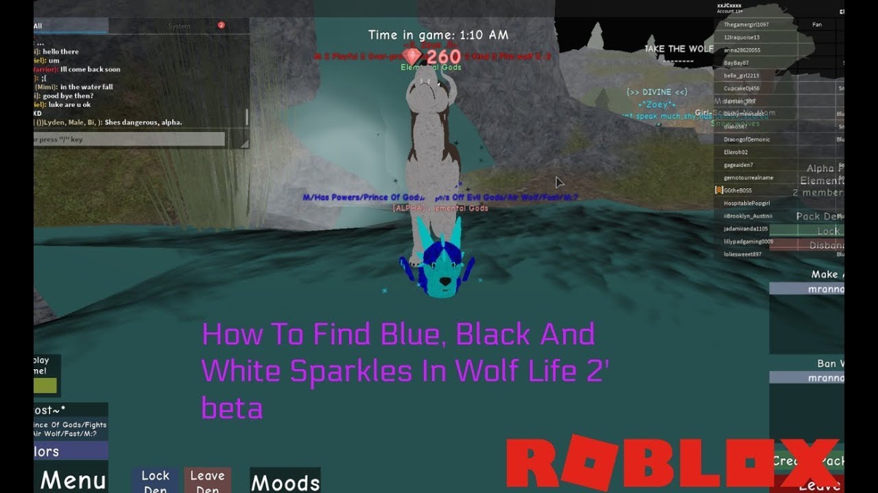 How To Find Blue, Black And White Sparkles | ROBLOX | Wolf Life 2' beta ...