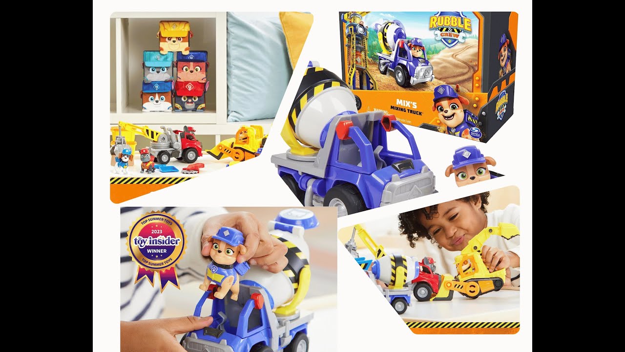 Rubble & Crew, Mix’s Cement Mixer Toy Truck with Action Figure and ...