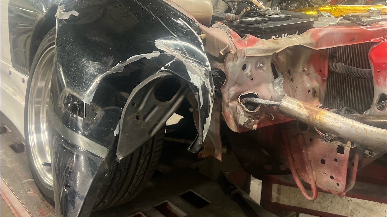 New wheel settup? Wasting NO TIME getting the 240sx on the frame rack ...