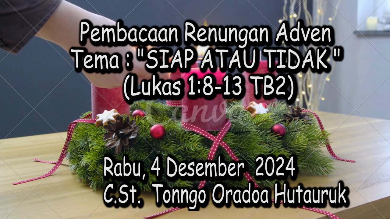 Renungan Adven, 4 Desember 2024 - YouTube
