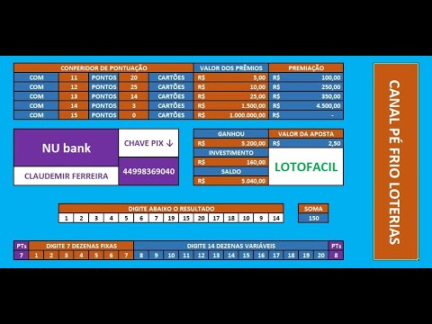 #63 - Lotofacil 20 dezenas com 7 fixas para 14 pontos