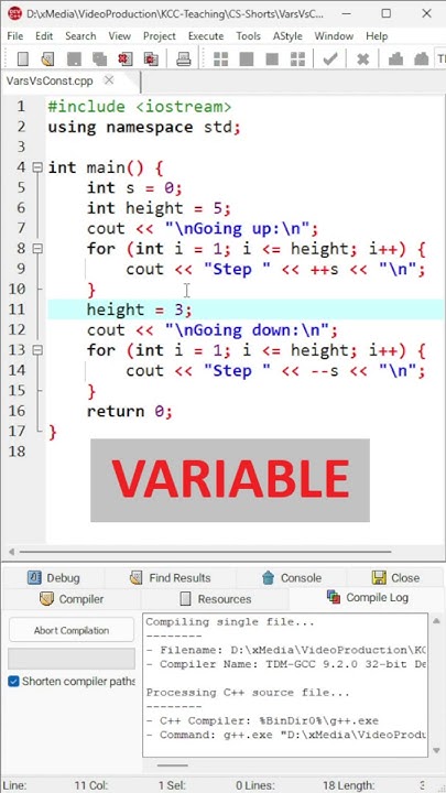Variables vs. constants #cpp #programming #variables #constants - YouTube