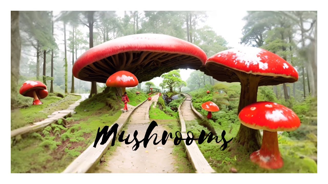 Enchanted Forest ASMR🌲 A nature walk through giant mushrooms. Ai ...