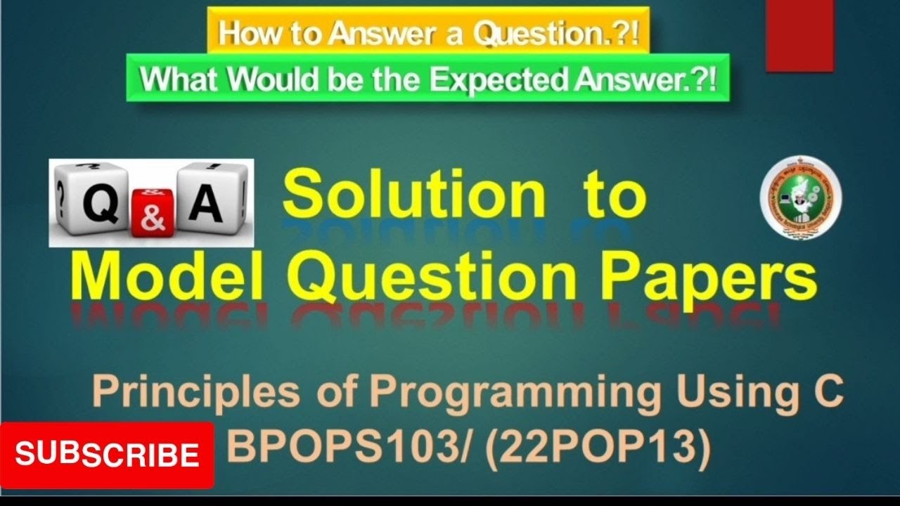 Vtu Principles Of Programming Using C Model Paper 3 Solutions Youtube