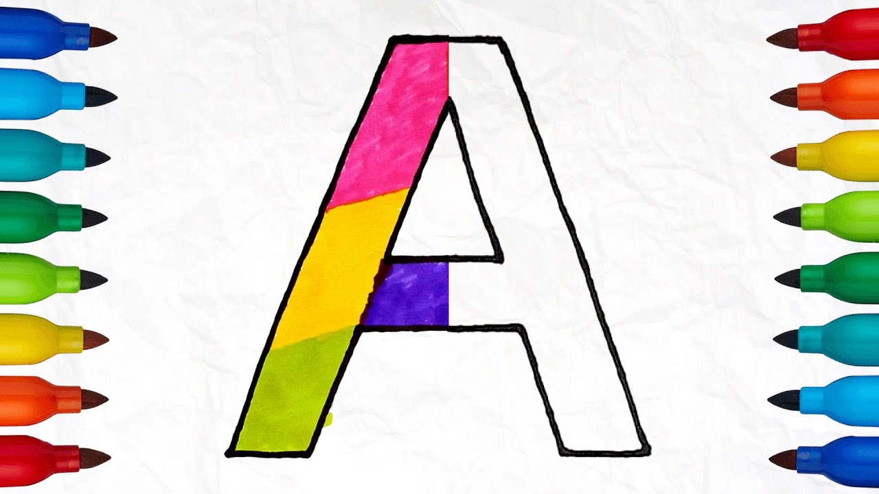 How to draw Letter A | Learn Alphabet | Drawing, Coloring for Kids and ...