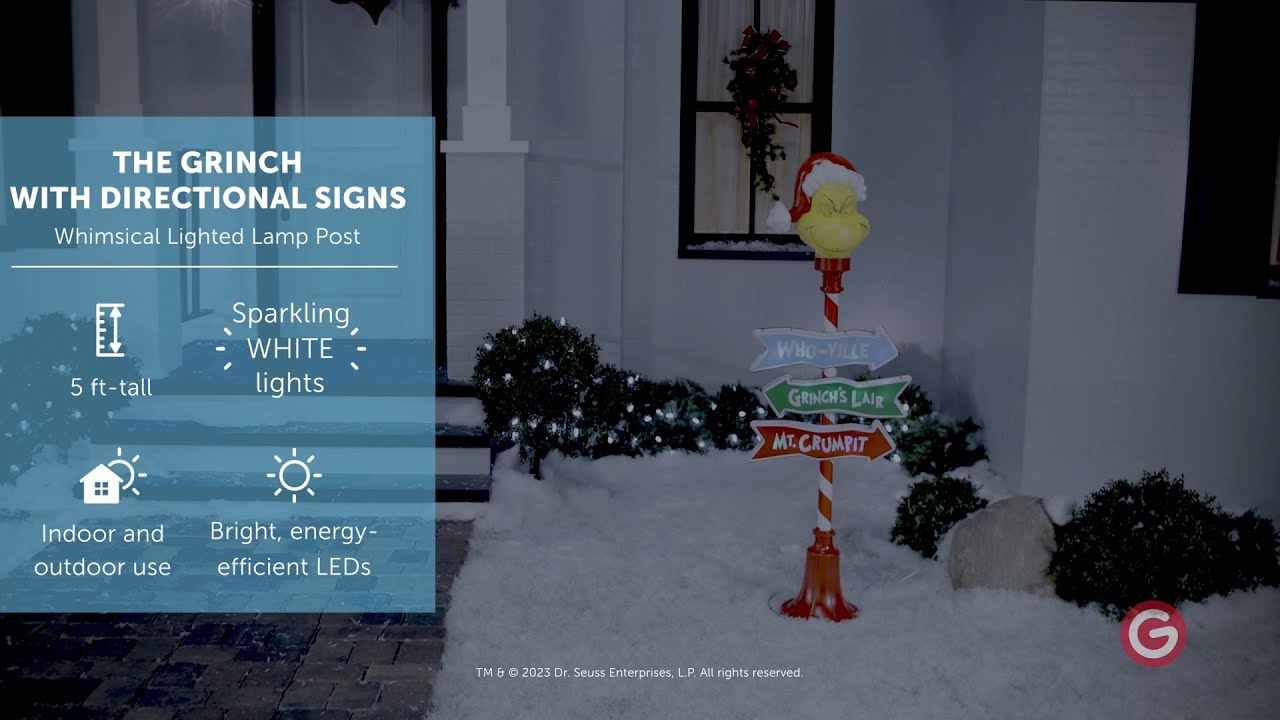 THE GRINCH WITH DIRECTIONAL SIGNS | Whimsical Lighted Lamp Post - YouTube