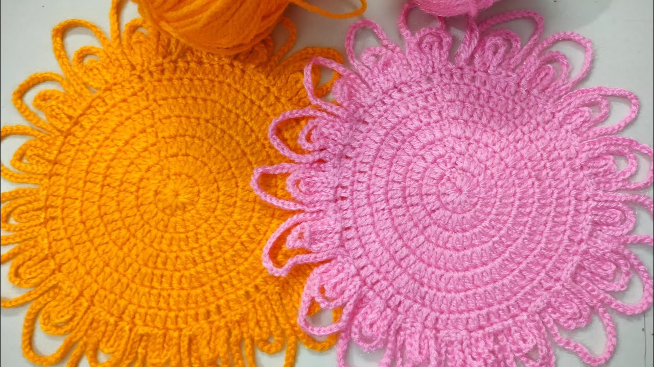 Crochet Flower Table Mat, Doily, Pot Holder, Table Centre Piece,Home ...
