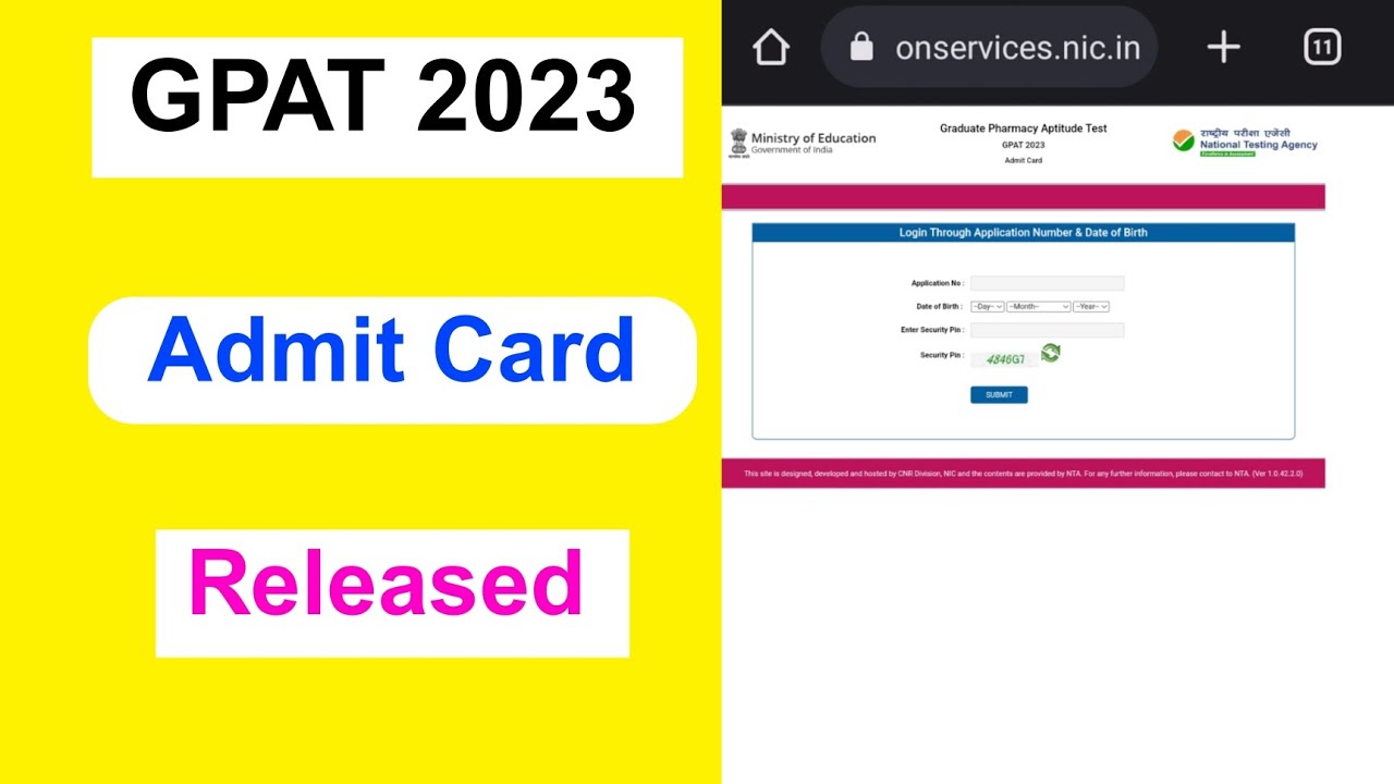 GPAT 2023 Admit Card Released | GPAT 2023 Admit Card Declared Full ...