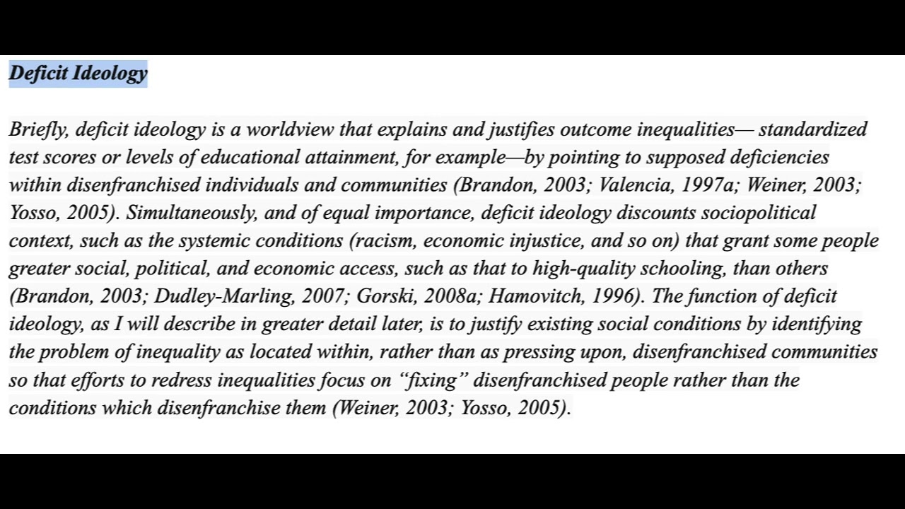 deficit ideology - YouTube