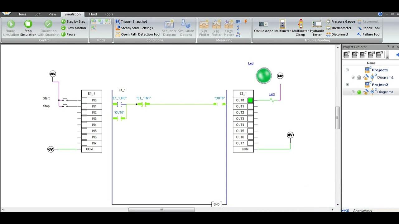 #1 Automation studio p6 - Control I/O PLC - Start Stop Led - YouTube