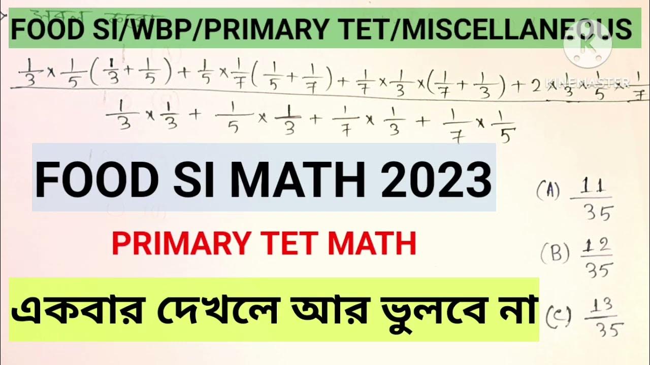 wbpsc food si math class / wbpsc food si math practice set / primary tet math 2023 / food si ...