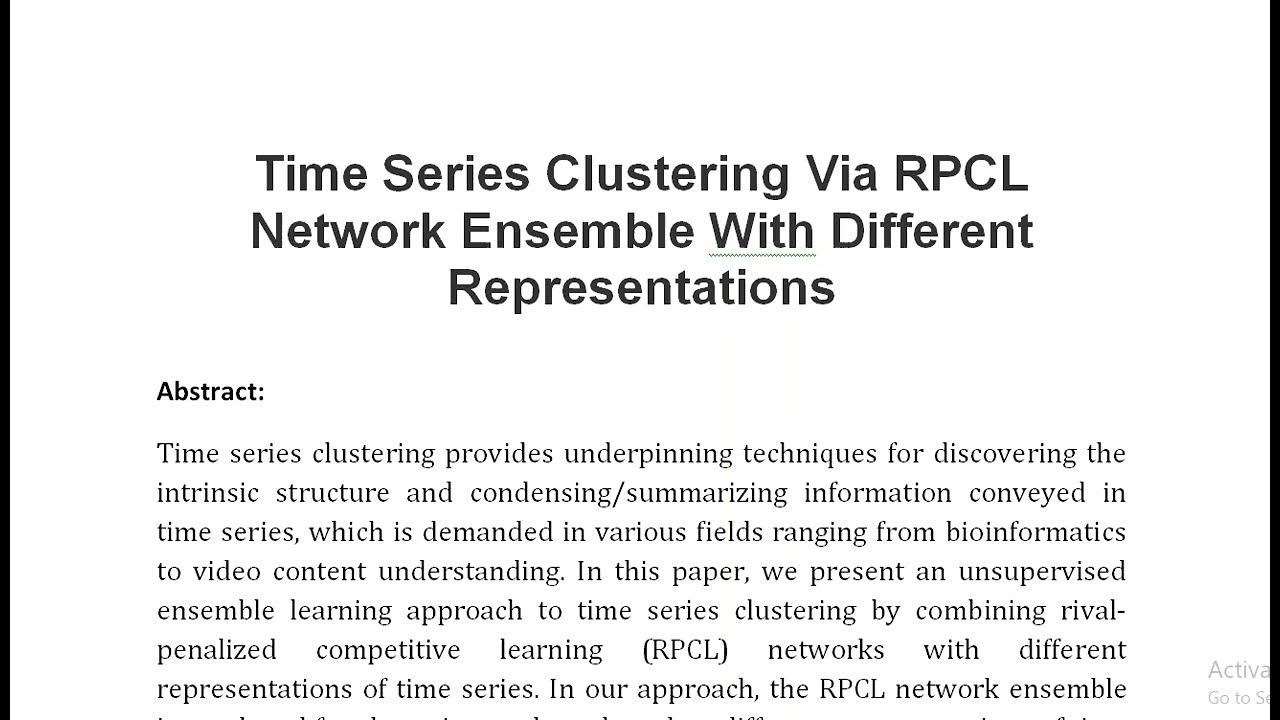 Time Series Clustering Via RPCL Network Ensemble With Different Representations - YouTube