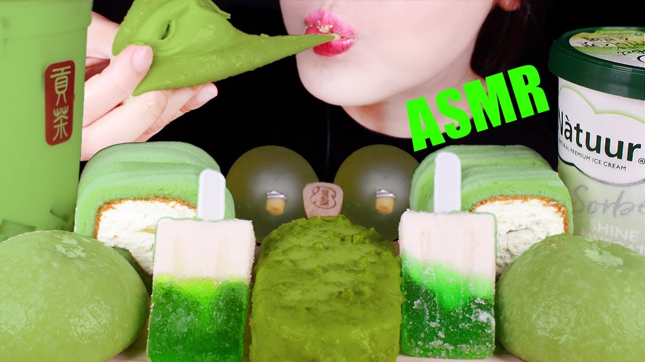 ASMR 먹방 GREEN DESSERT, BUBBLE TEA, MAGNUM ICE CREAM,KYOHO젤리, 공차그린애플밀크티 ...