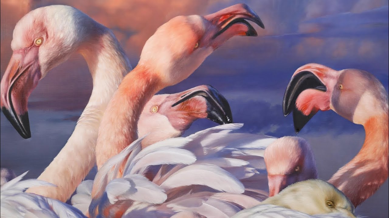 Oil Painting of Flamingos - YouTube
