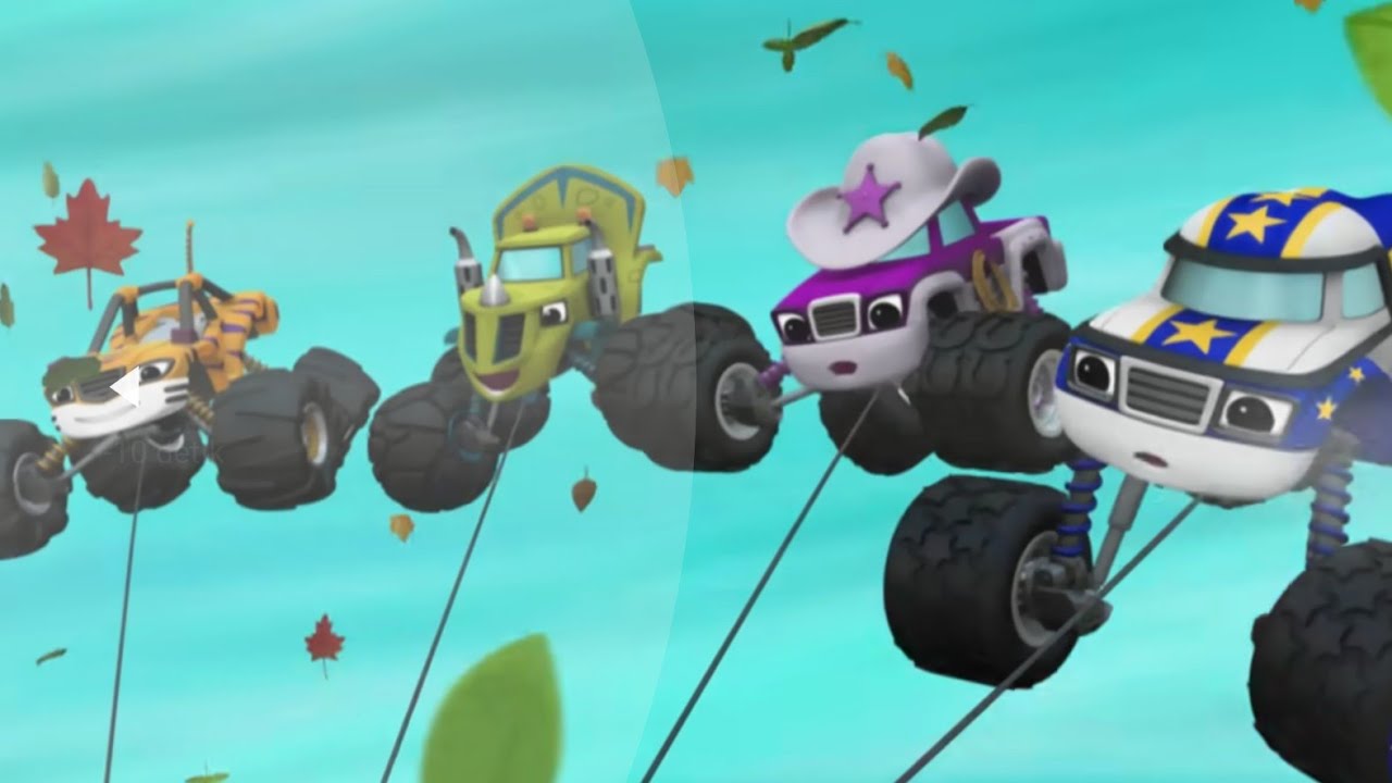 Blaze vs Crusher & Darington: Storm Racing in Axle City | Blaze and the ...