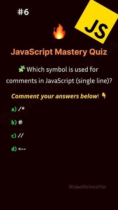 🎯 JavaScript Mastery Quiz | 🧩 Which symbol is used for comments in JavaScript (single line ...