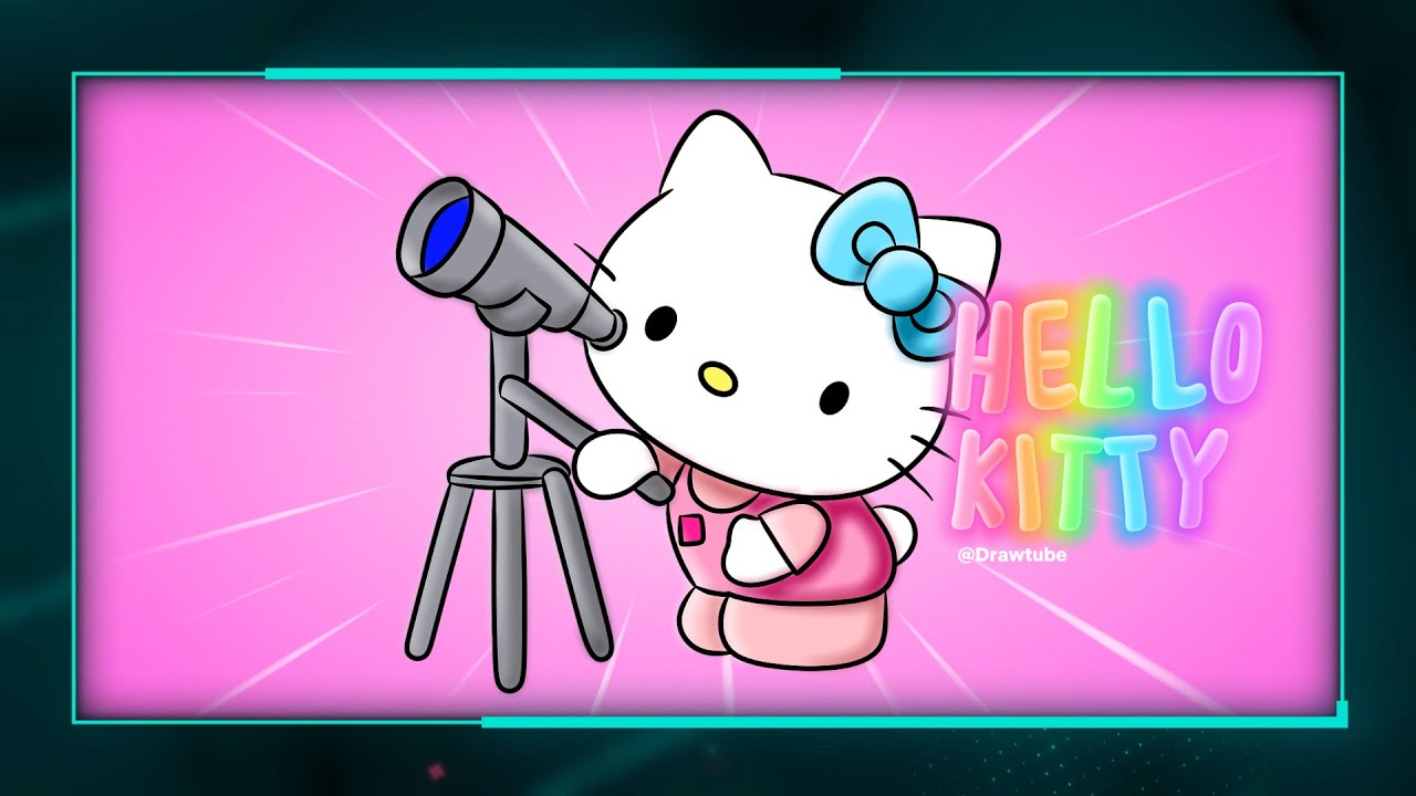 How to Draw Hello Kitty Telescope Neon Light drawing and coloring video ...