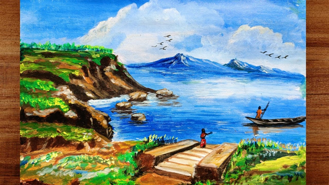 How to draw a landscape scenery|step by step| - YouTube