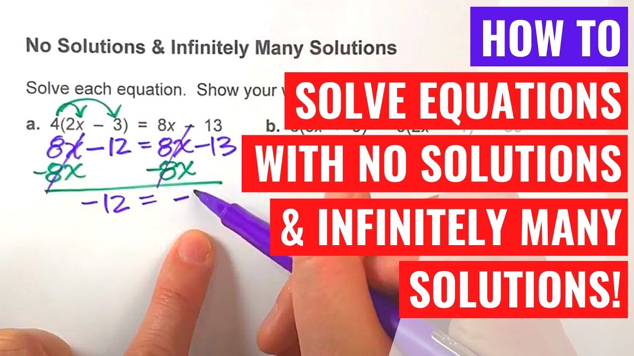 Algebra Equations with No Solutions and Infinitely Many Solutions - YouTube