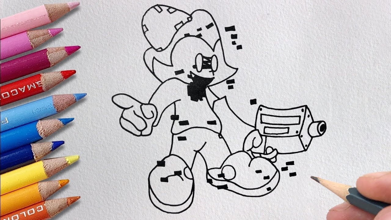 How to draw Pibby Pico - FnF mod character - YouTube