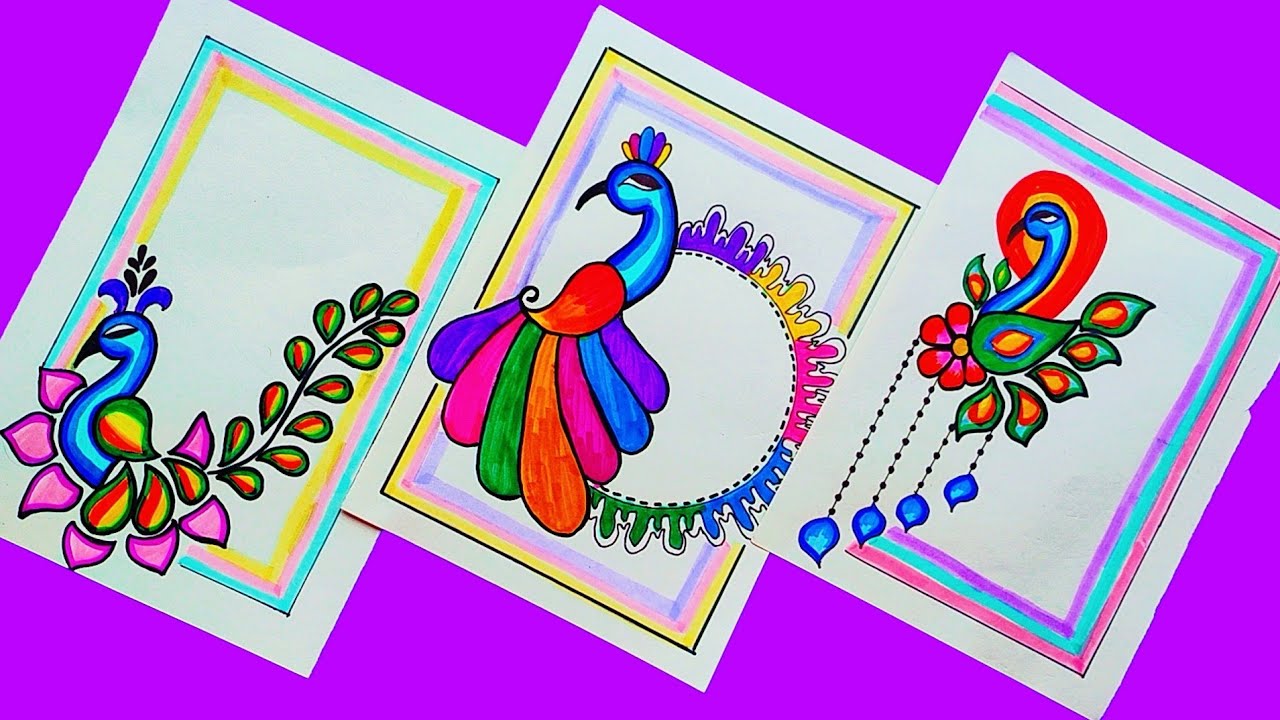 Peacock Border Design🦚/ Project Work Designs/Front Page Design/First ...