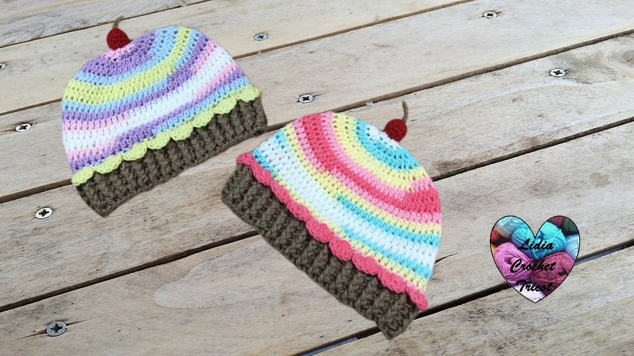 Bonnet Cup Cake crochet (toutes tailles)/ Cup Cake beanie crochet (all ...