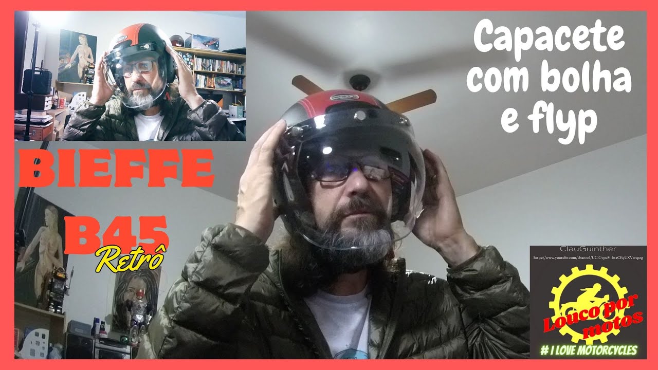 Capacete Bieffe B45 com bolha e flyp. - YouTube