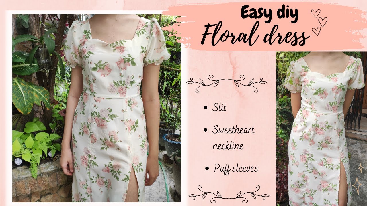 DIY easy floral dress/ How to make a floral dress - YouTube