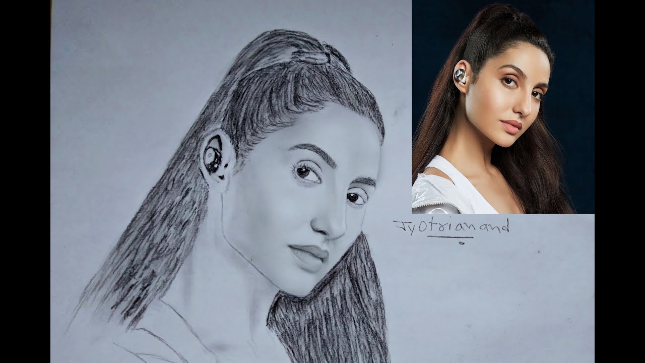 how to draw nora fatehi. | pencil sketch. - YouTube