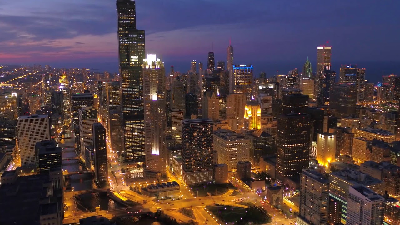 CHICAGO AT NIGHT 4K, DRONE FILM FROM ABOVE - YouTube