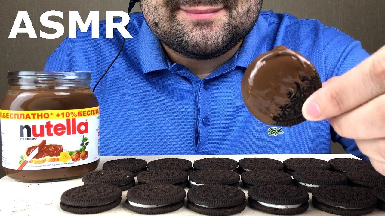 Asmr Nutella And Chocolate Covered Oreo Cookies Crunchy Eating Sounds