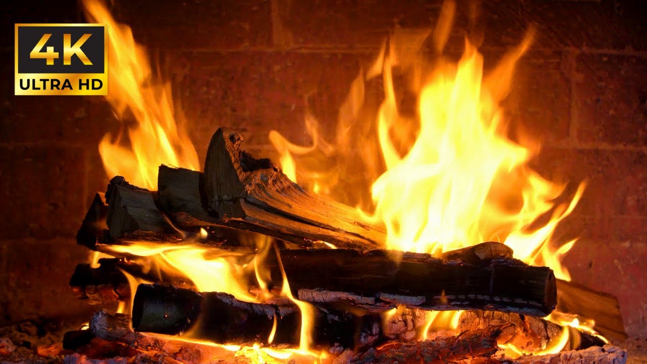 🔥 4K Fireplace Ambience | Burning Logs & Crackling Fire for Relaxation ...
