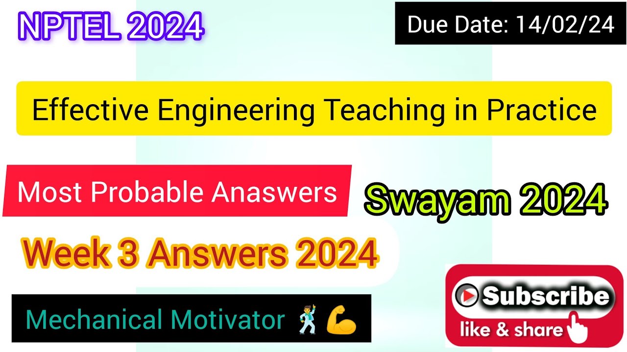 Effective Engineering Teaching in Practice | Week 3 Quiz | Assignment 3 Solution | NPTEL ...