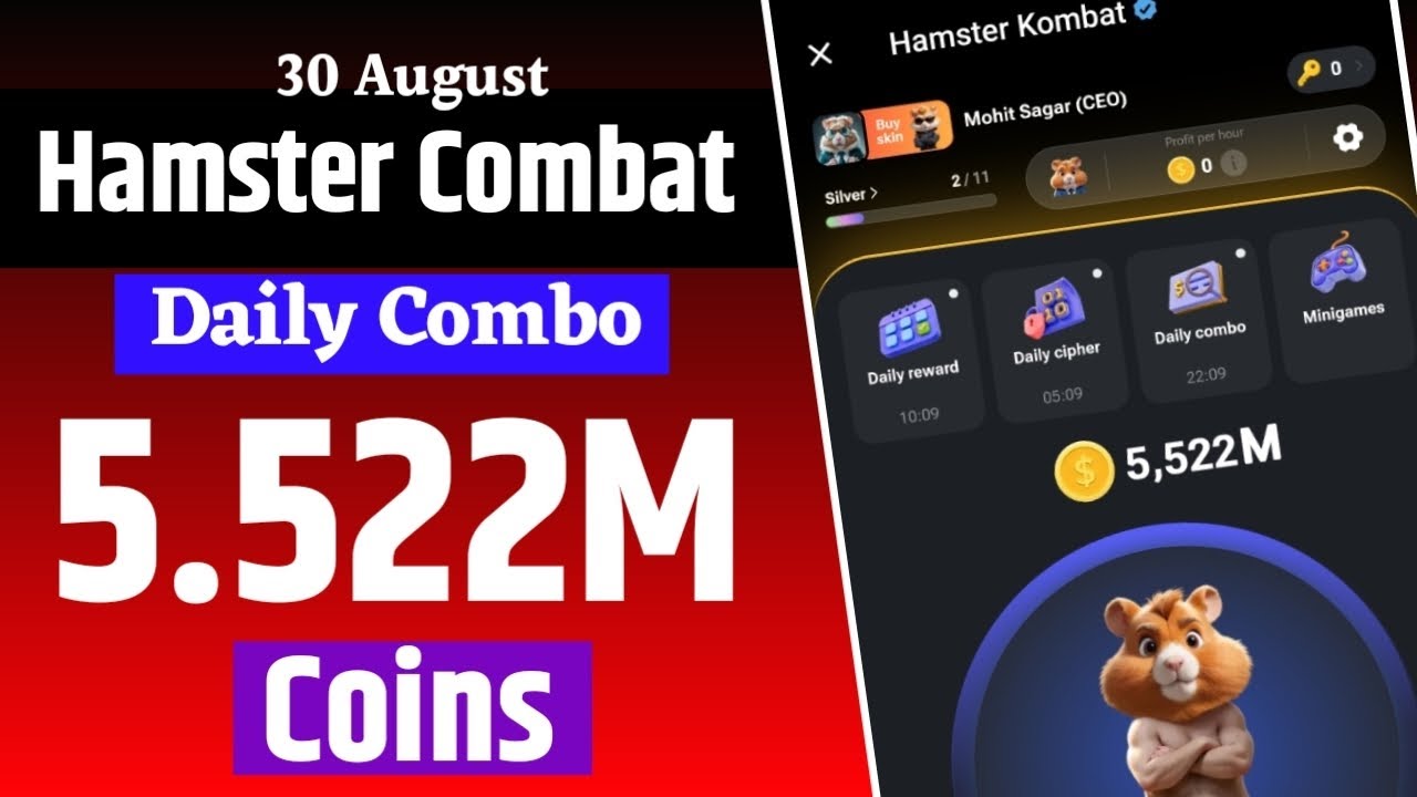 Hamster Combat Daily Combo | Today 30 August 5.522M Coins Complete ...