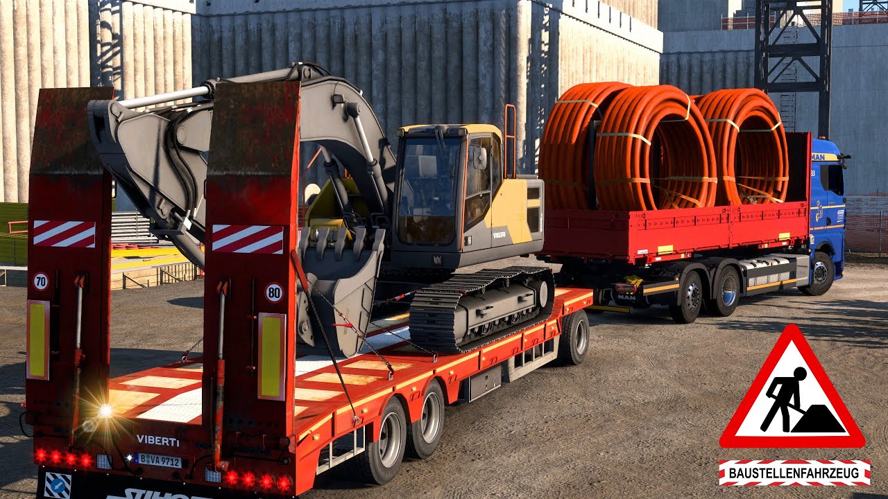 ETS2 BAUSTELLE - Baumaschinen-Transport für die neue Baustelle [2602] EURO TRUCK SIMULATOR 2 ...