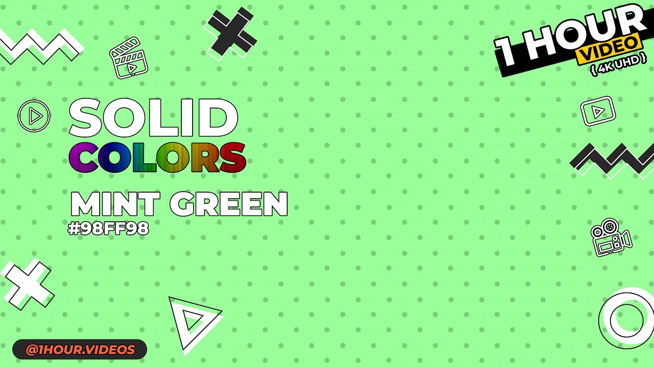 Mint Green #98FF98 - No Audio - 1 Hour - 4k - Chromotherapy - Solid ...