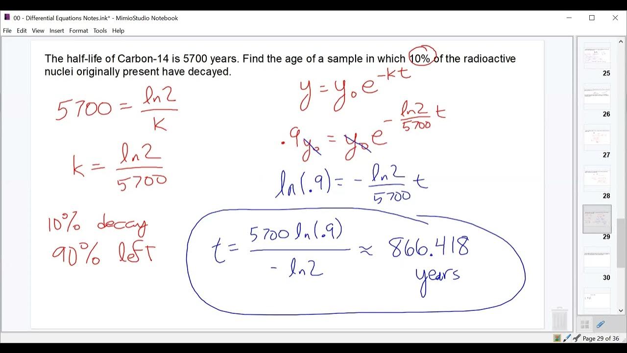 Differential Equations Lecture 5 - Exponential Growth and Decay ...