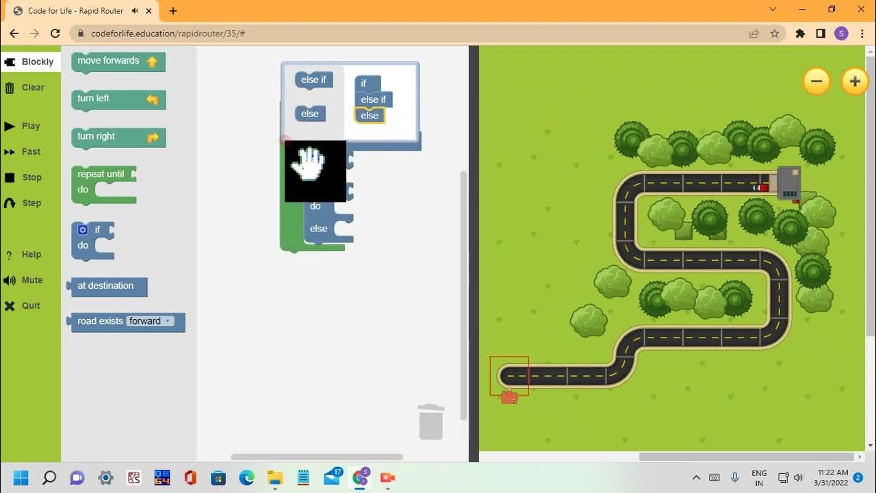 code for life rapid router leval 35 - YouTube