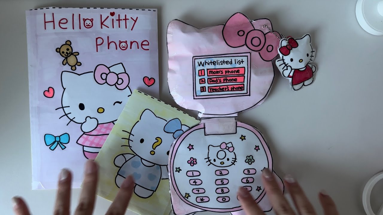 [💸paper diy💸] How to make a hello kitty flip phone blind bag 종이놀이 ASMR ...