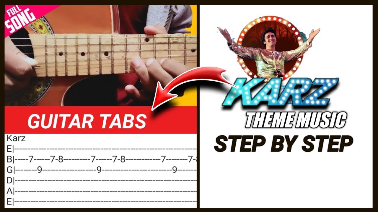 Karz Theme song-full guitar tabs with lesson | Step by step | lead |EK ...