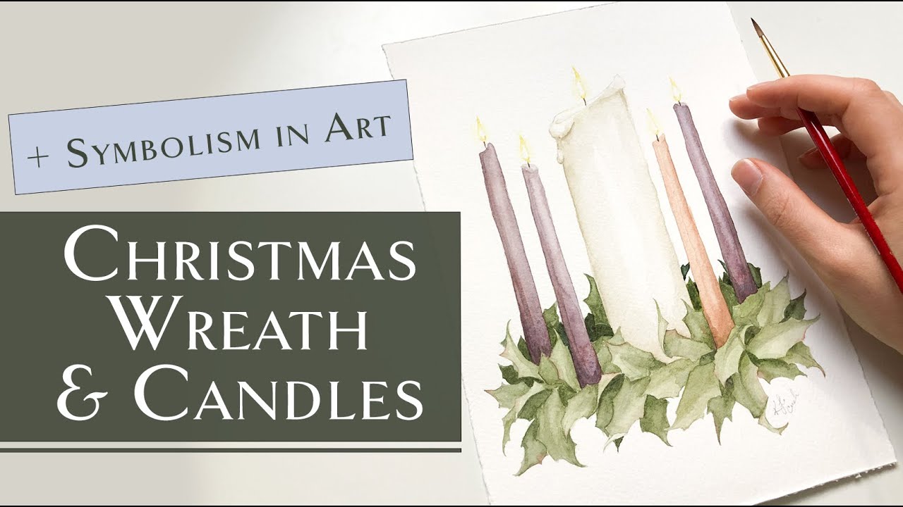 Watercolor Christmas Wreath and Candles for Advent - Symbolism and ...