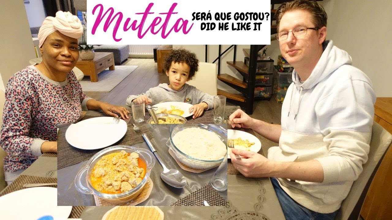 MARIDO PROVA MUTETA COM FUNGE COMIDA ANGOLANA PELA 1a VEZ - HUSBAND ...