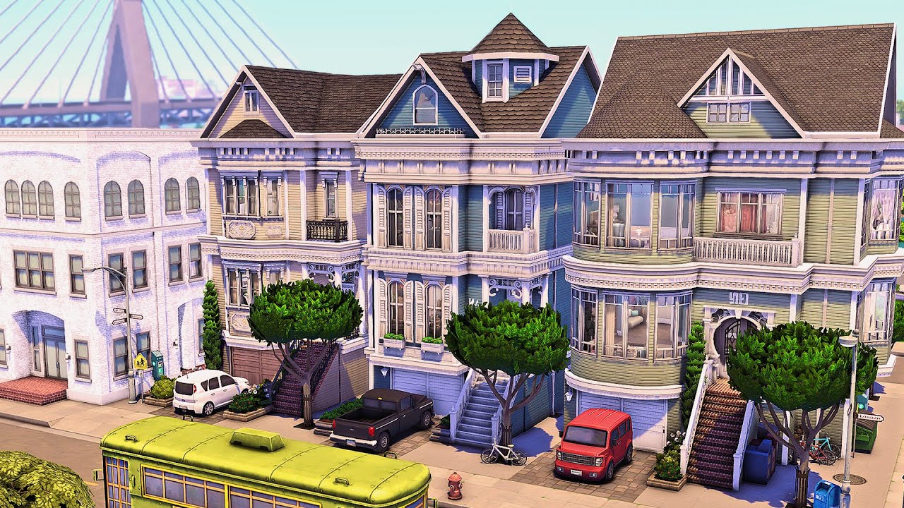 San Francisco Townhouses | The Sims 4 Speed Build - YouTube